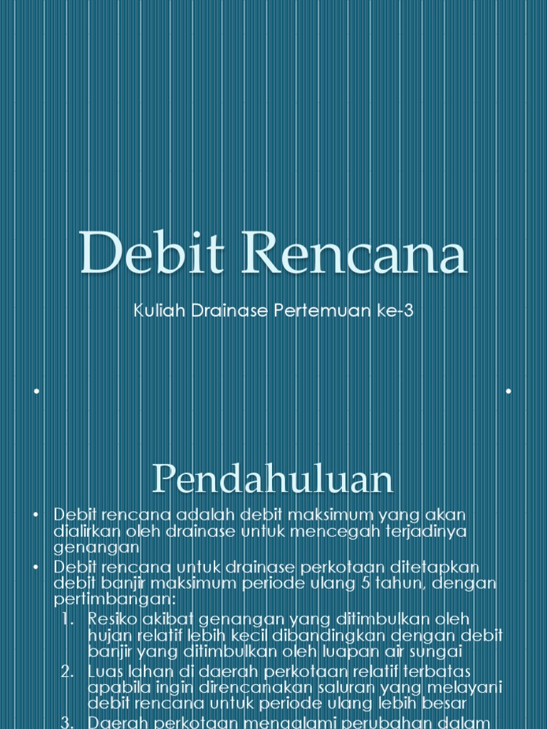 Debit Rencana Drainase | PDF | Metode & Bahan Ajar