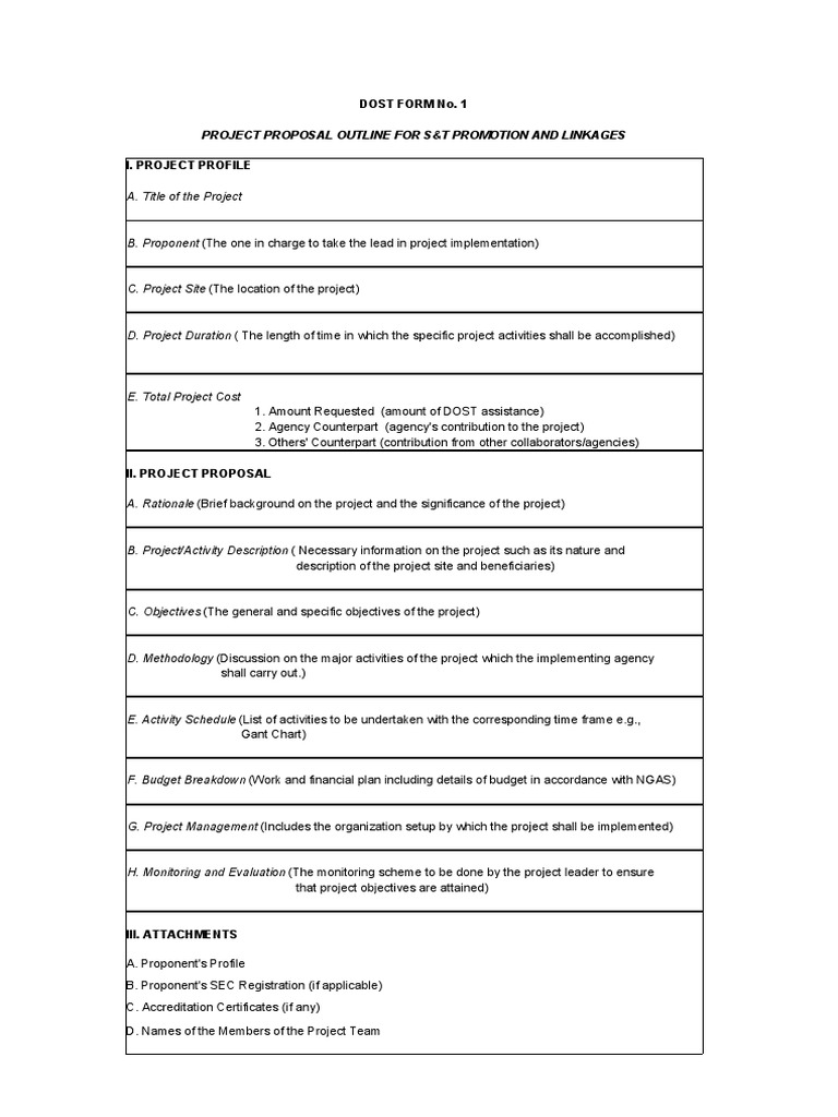 DOST Project Proposal Outline Guide | PDF | Project Management ...