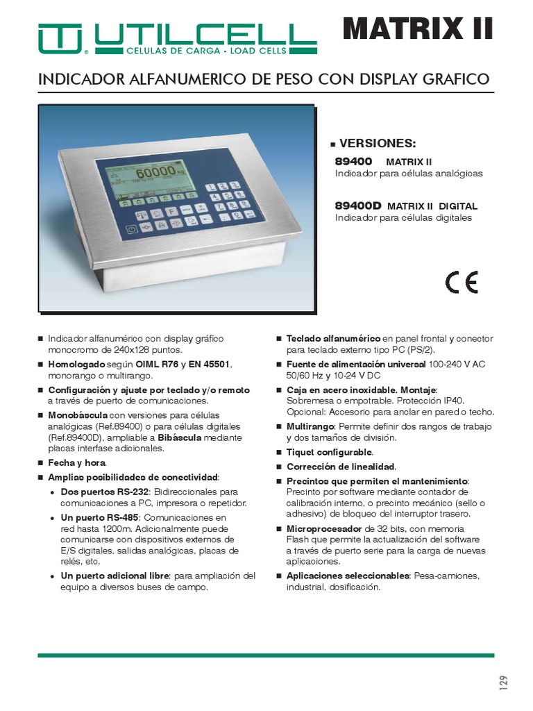 FT MATRIX II Controlador Peso | PDF | Ethernet | Ingeniería Informática