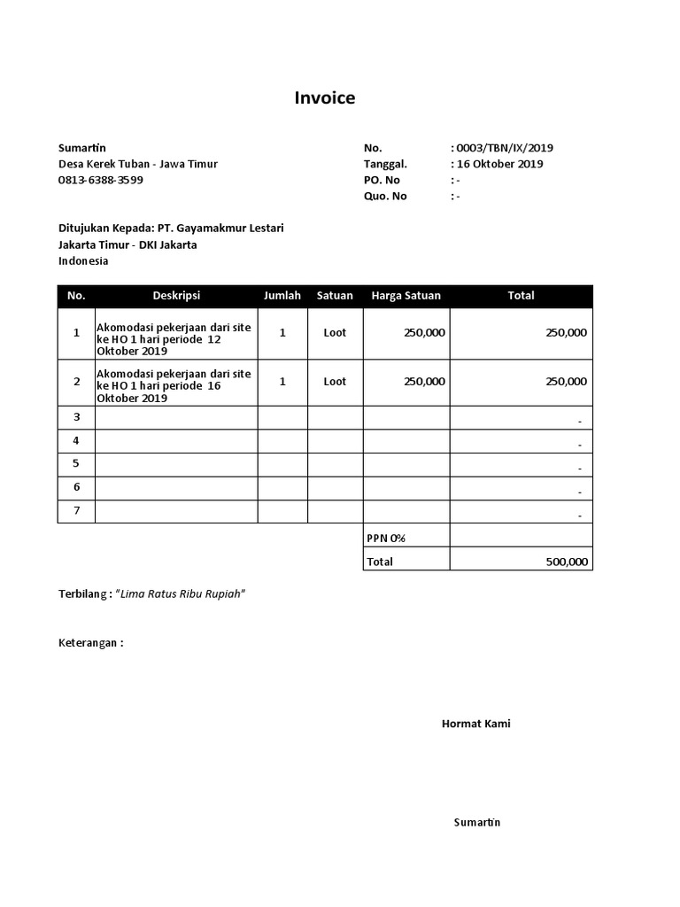 Contoh Invoice Excel | PDF