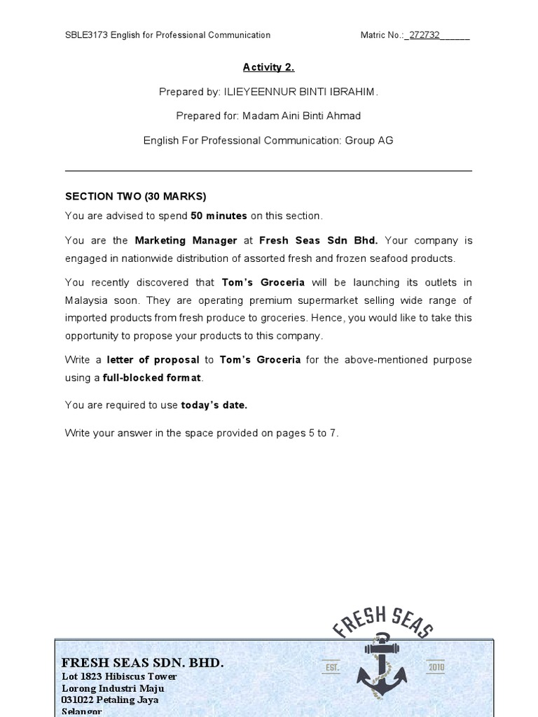 Practice - Letter of Proposal | PDF | Marketing | Business