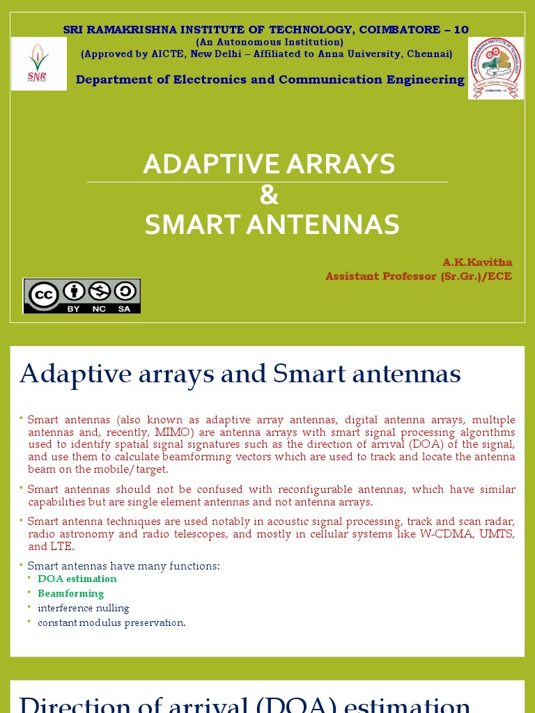 Adaptive Arrays & Smart Antennas | PDF | Electronic Engineering ...