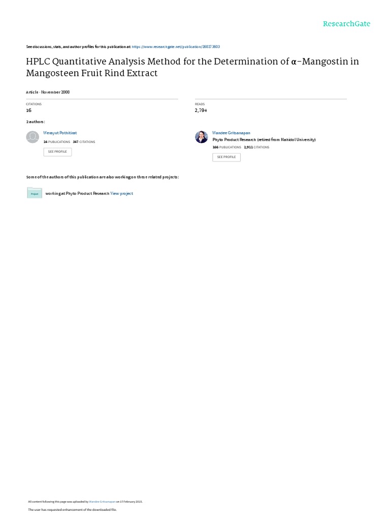 Hplc Quantitative Analysis Method For The Determin Pdf High Performance Liquid
