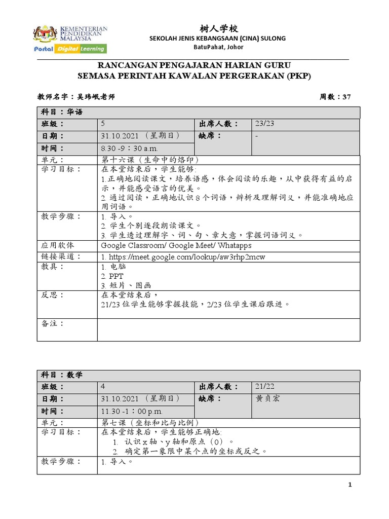 2021 Format RPH - November | PDF