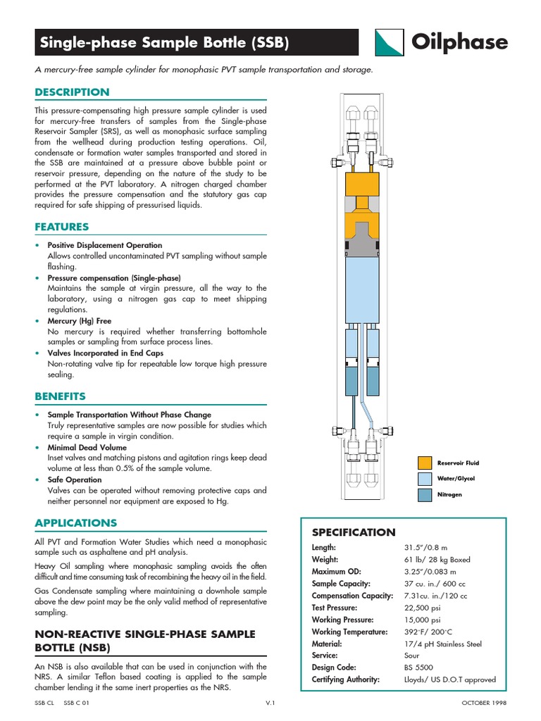 Oilphase: Single - Phase Sample Bottle (SSB) | PDF | Petroleum ...