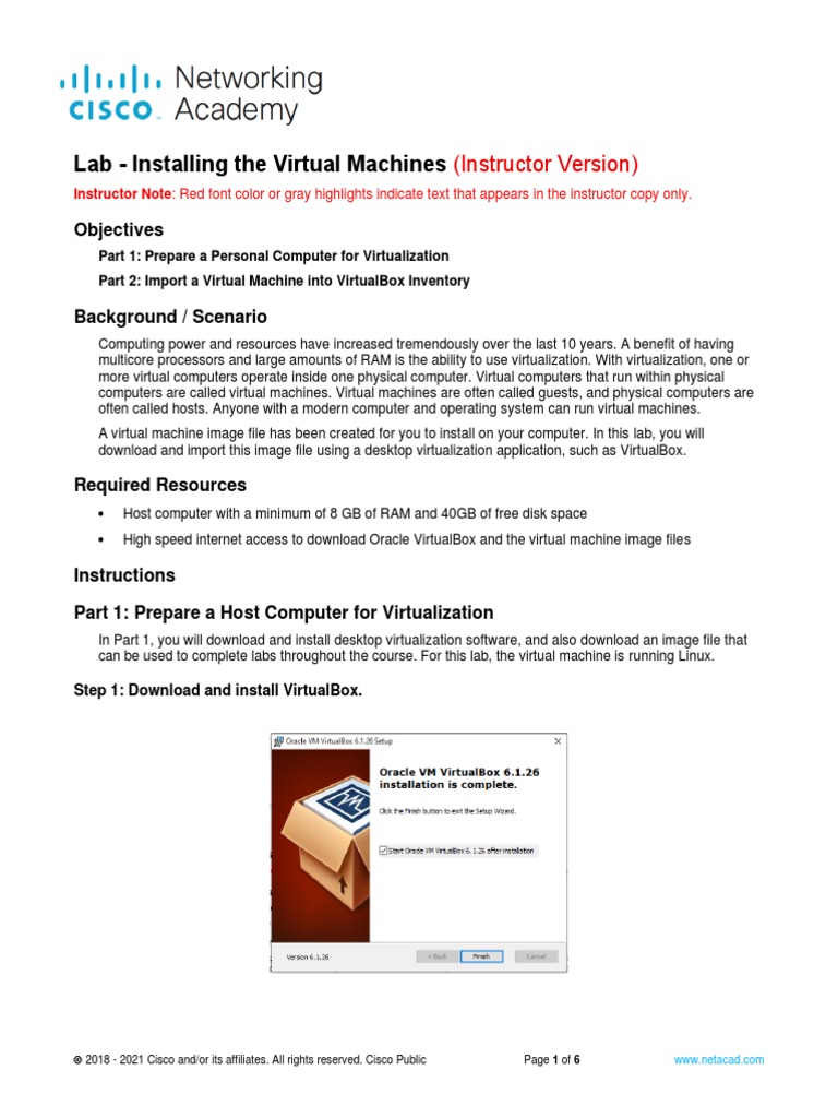 Lab - Installing The Virtual Machines: (Instructor Version) | PDF | Virtualization | Virtual Machine