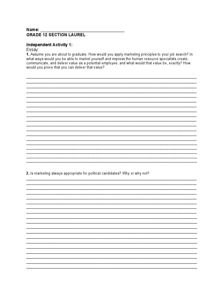 Name: - Grade 12 Section Laurel Independent Activity 1 | PDF ...