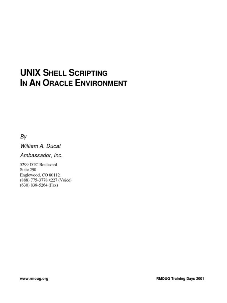 Unix Oracle Shell Scripting | PDF