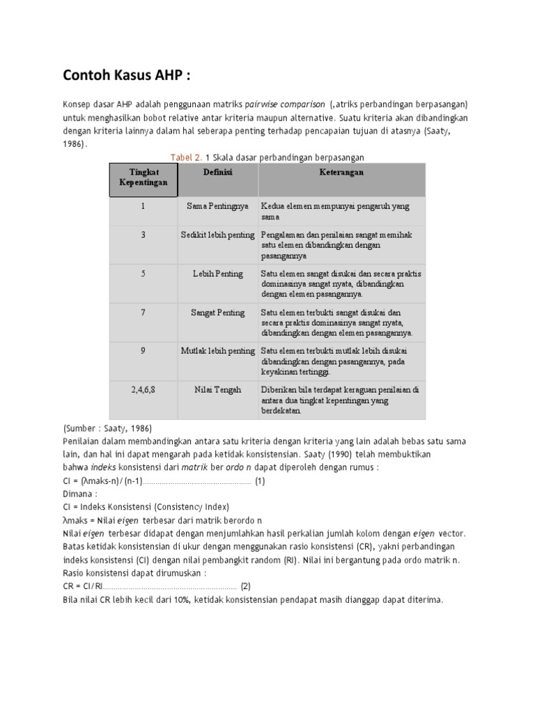 Contoh Kasus AHP | PDF