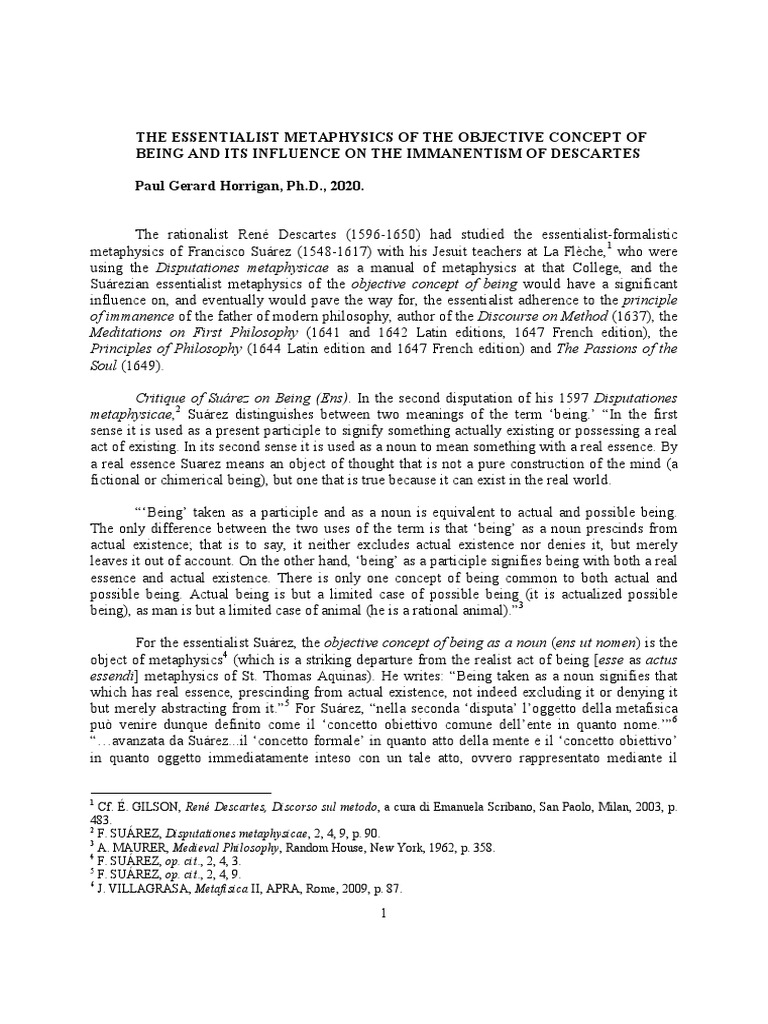 The Essentialist Metaphysics of The Objective Concept of Being and Its ...