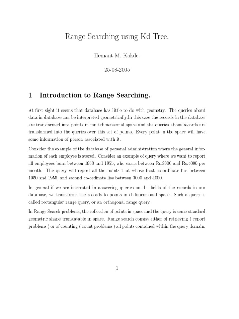 Range Searching Using KD Tree | Descargar gratis PDF | Algorithms And Data Structures | Applied ...