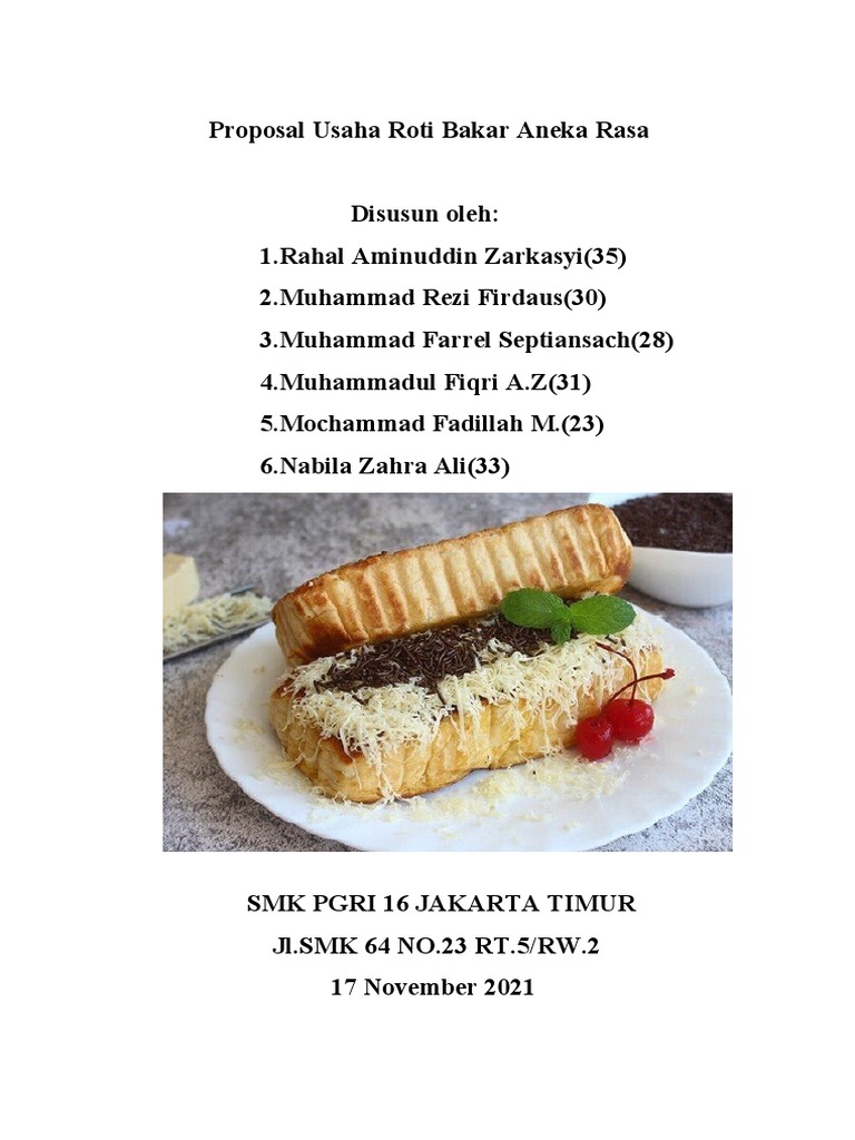 Proposal Usaha Roti Bakar Aneka Rasa | PDF | Ilmu Sosial | Kesehatan ...