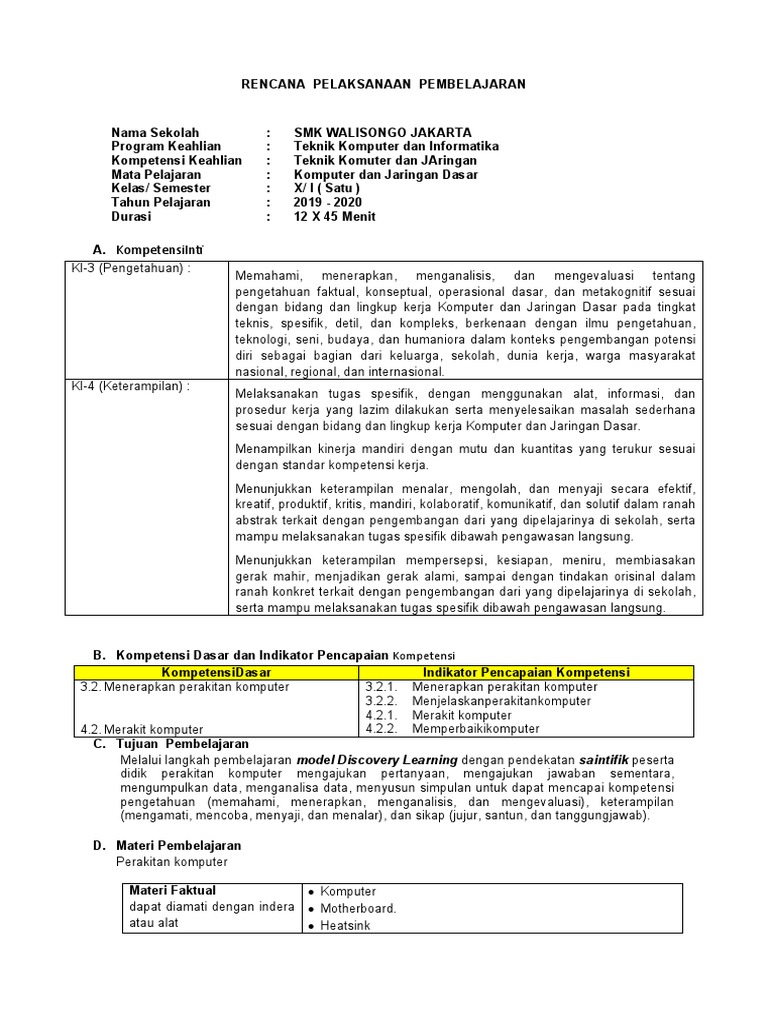 RPP Komputer Dan Jaringan Dasar | PDF