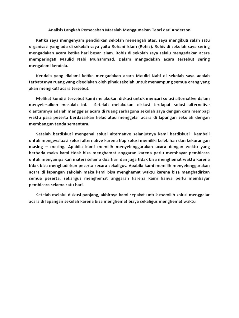 Analisis Langkah Pemecahan Masalah Menggunakan Teori Dari Anderson | PDF