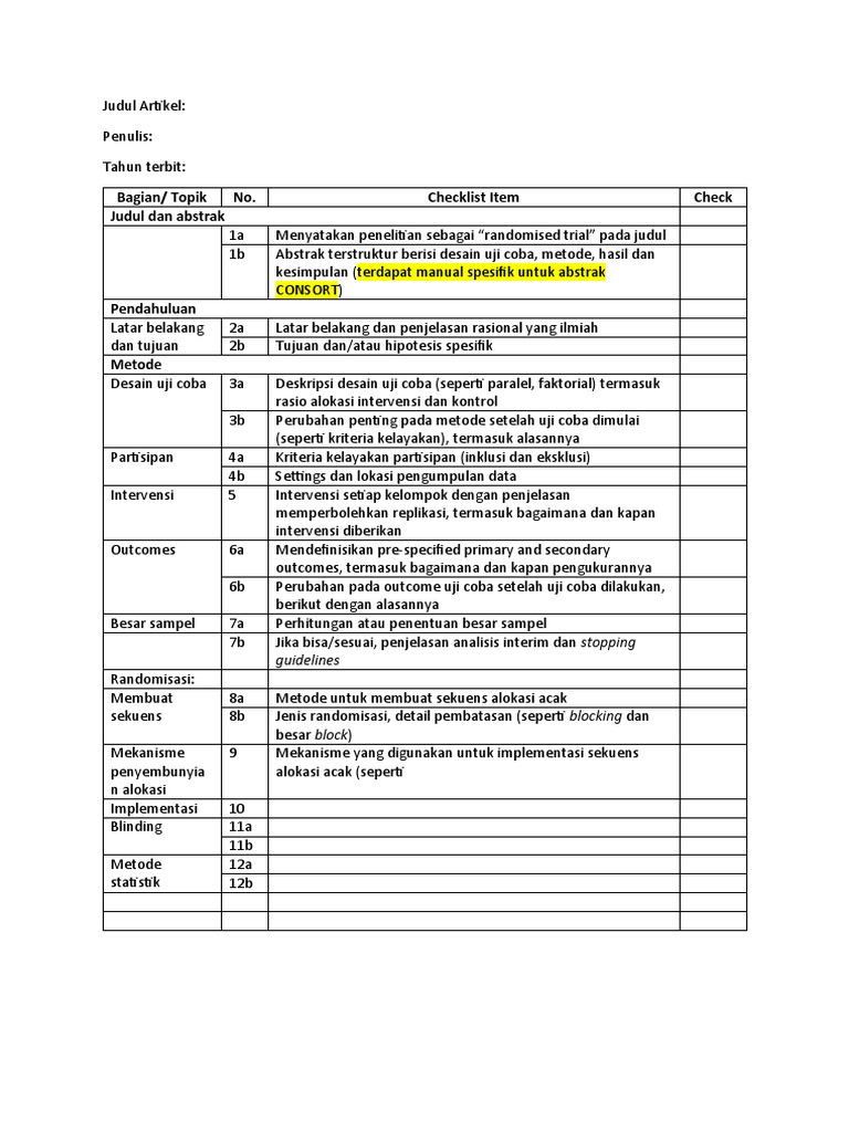 CONSORT Checklist - in | PDF