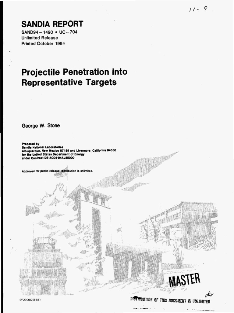 Projectile Penetration Into Representative Targets: Sandia Report | PDF ...