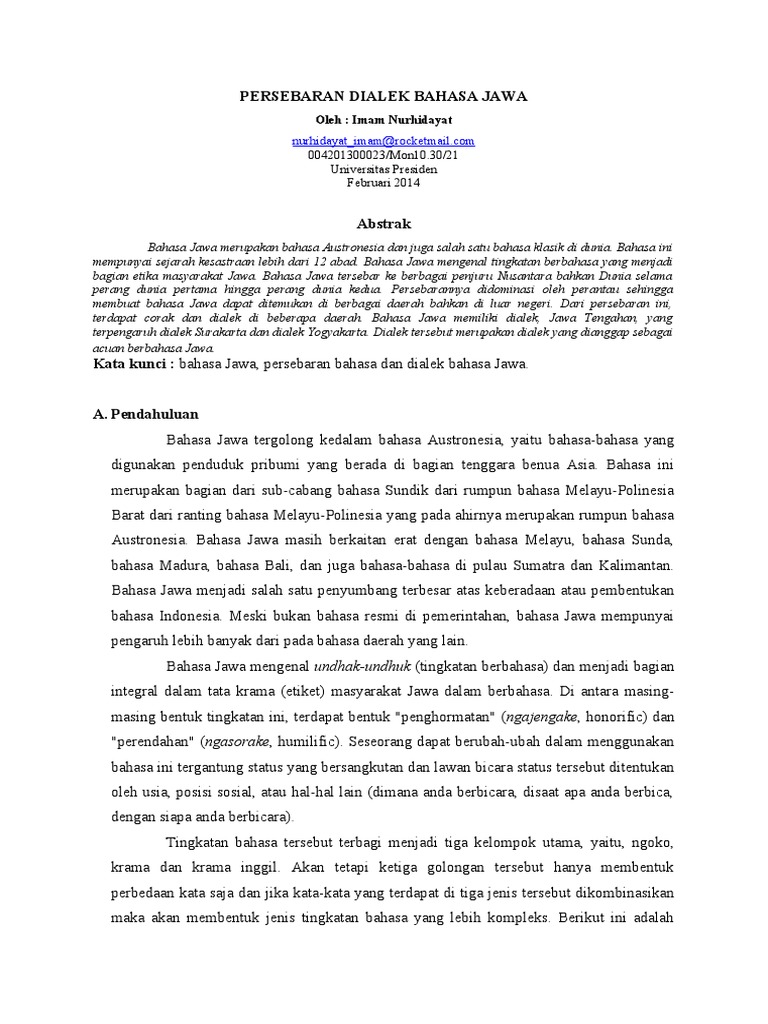 Persebaran Dialek Bahasa Jawa | PDF