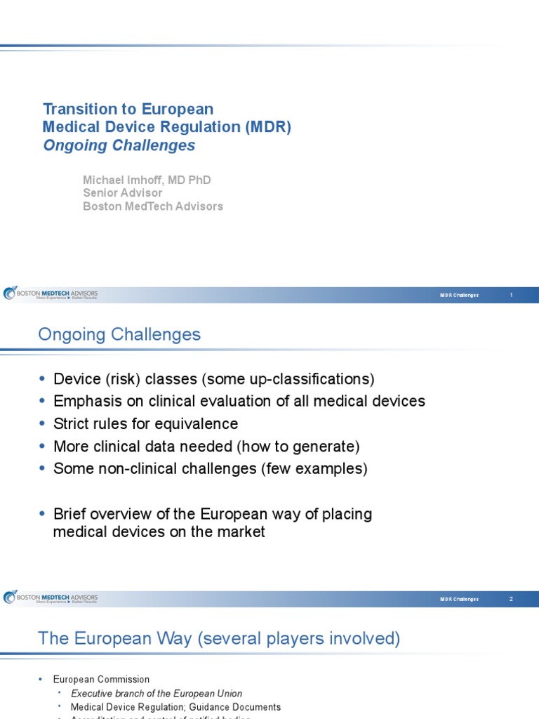 MDR Transition: Key Challenges Ahead | PDF | Medical Device | Clinical ...