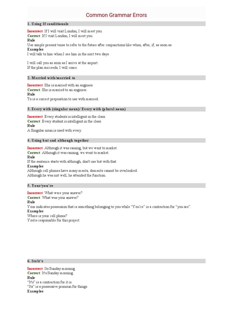 Common Grammar Errors | PDF | Grammatical Number | Noun