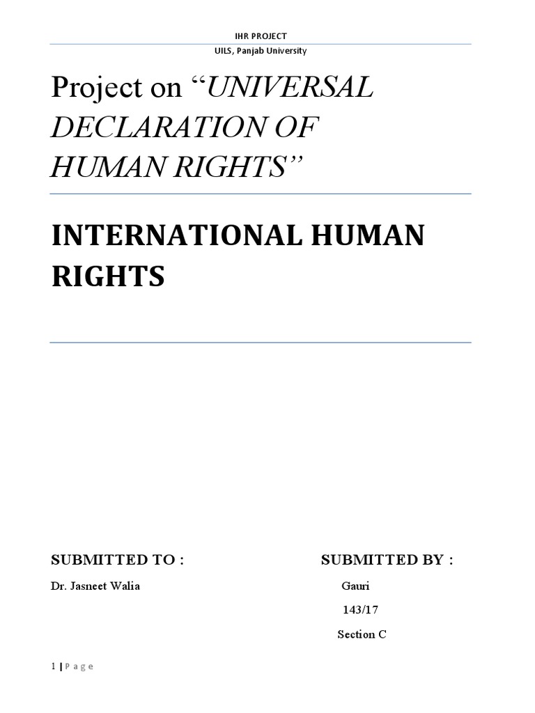 Declaration of Human Rights": Project On "UNIVERSAL | PDF | Human ...