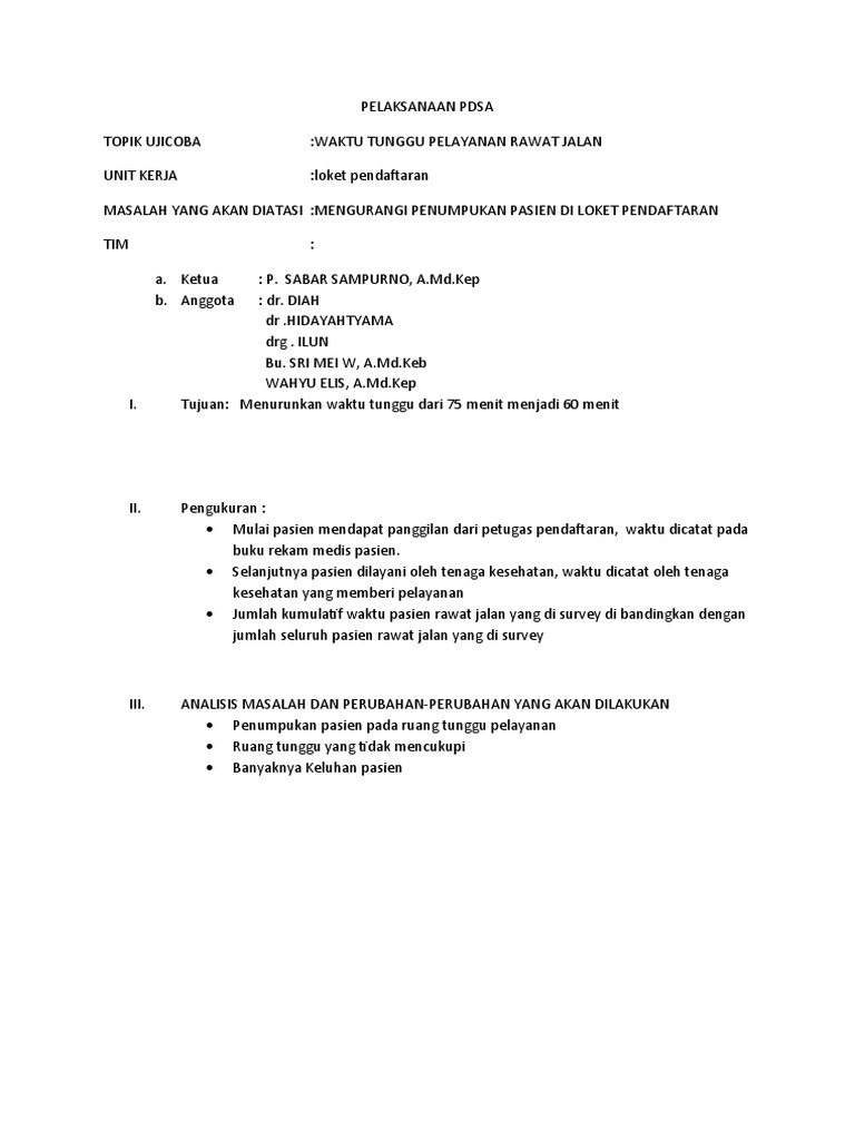Contoh Form Pdsa | PDF