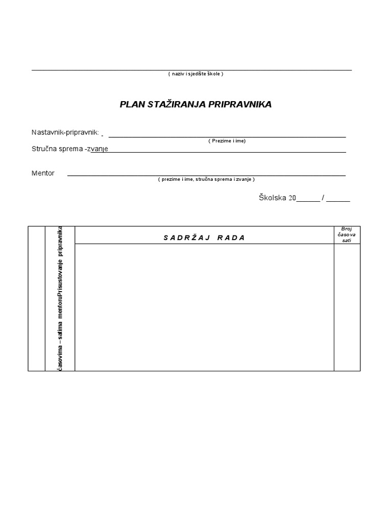 Plan Staziranja Pripravnika - Latinica | PDF