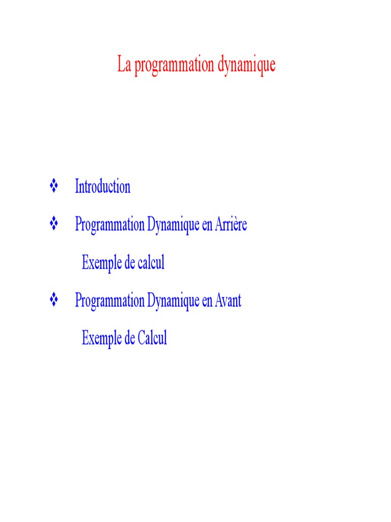 La Programmation Dynamique | PDF | Programmation dynamique | Programmation informatique
