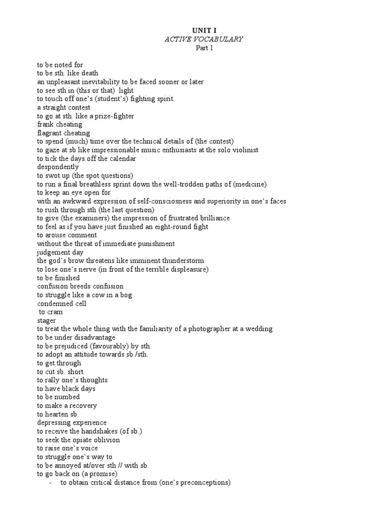 UNIT 1 Part 1 Vocab | PDF | Cognition