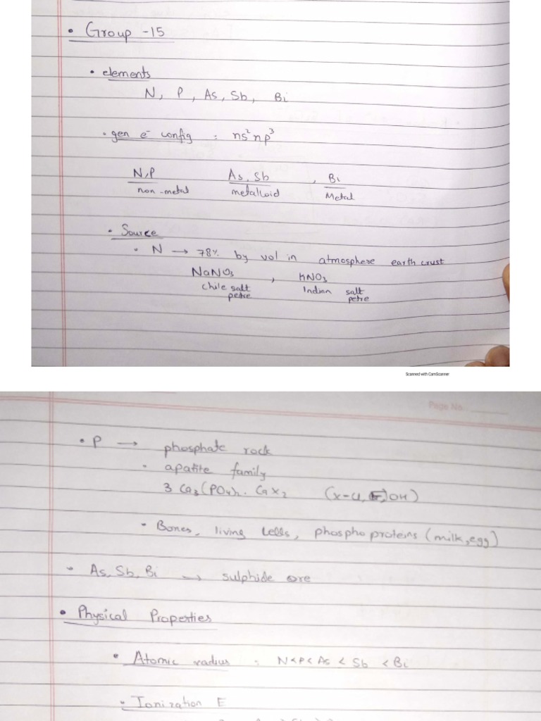 Periodic Table Group 15 Notes | PDF