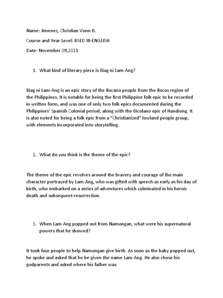 Biag Ni Lam-Ang | PDF | Folklore | Philippines