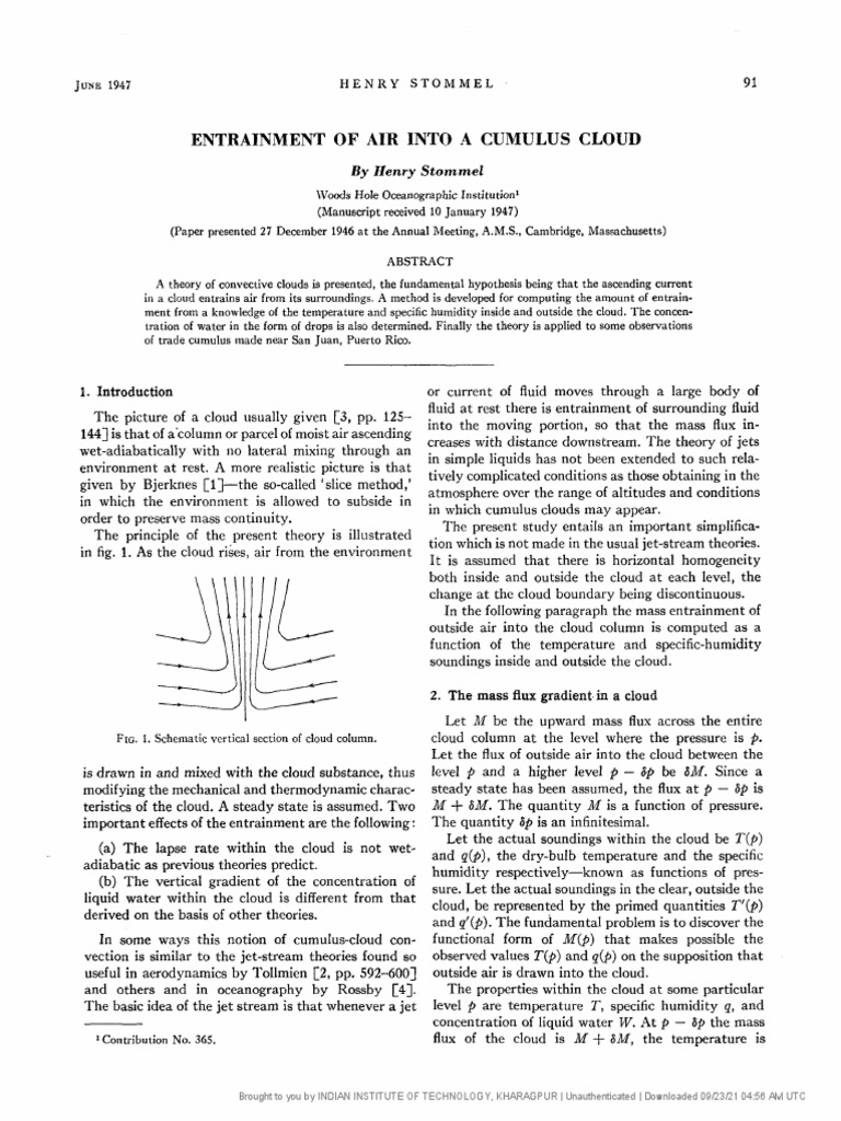Entrainment of Air Into A Cumulus Cloud | PDF | Technology & Engineering