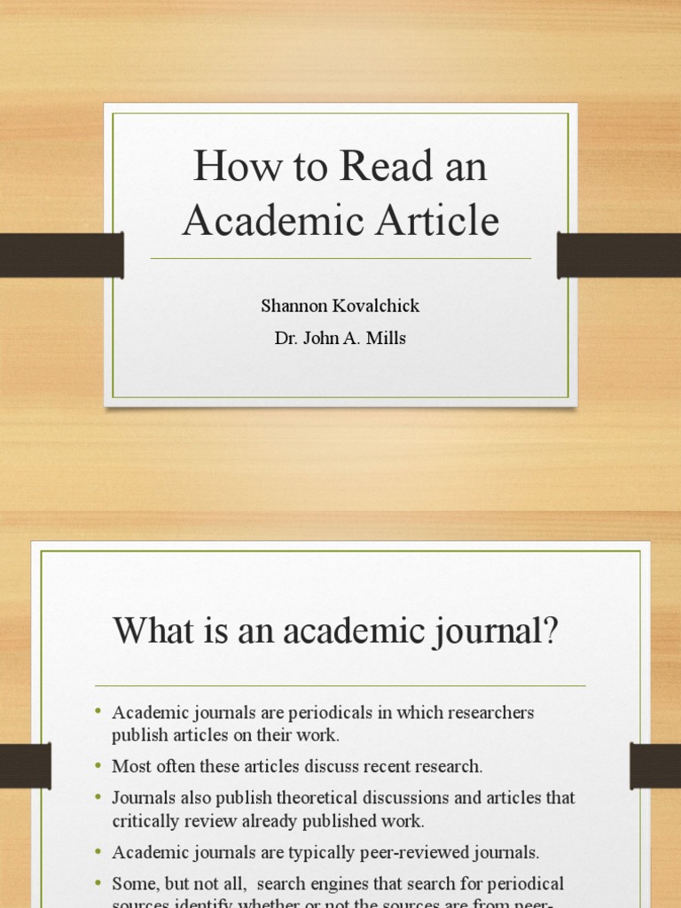How to Effectively Read Academic Articles | PDF | Academic Journal ...