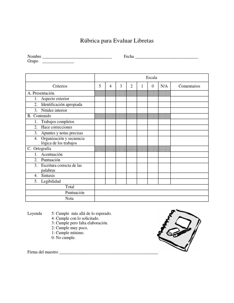 Rubrica para Evaluar Libretas | PDF | Crecimiento personal y profesional