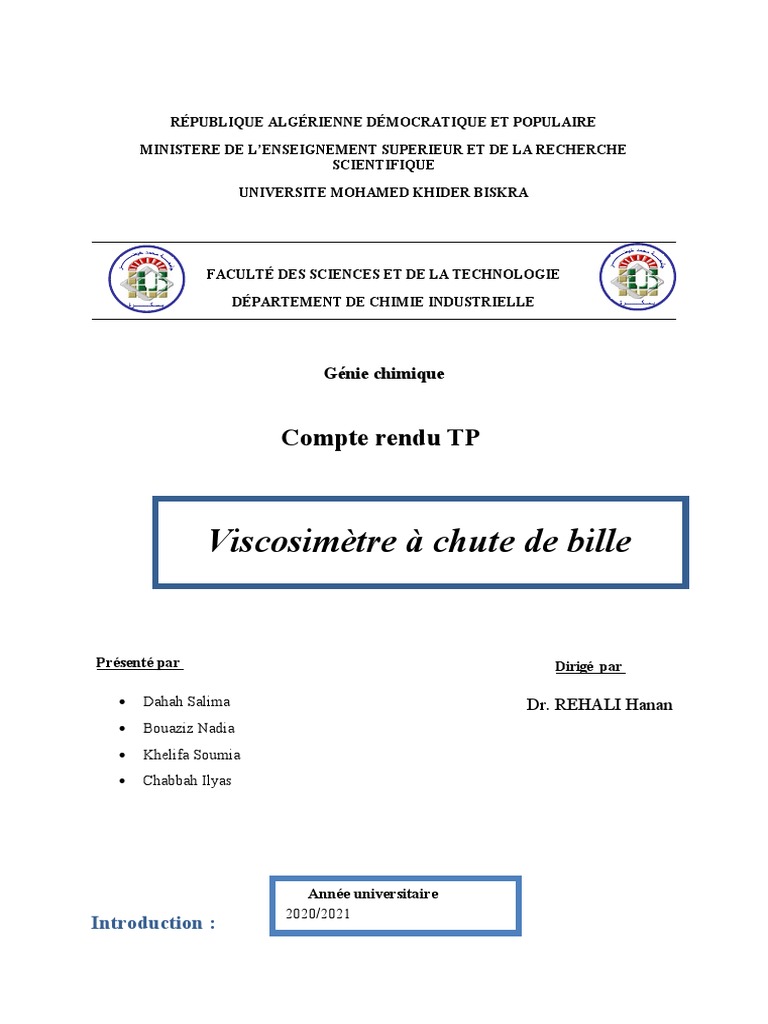 Viscosité des fluides : TP sur viscosimètre | PDF | Physique ...