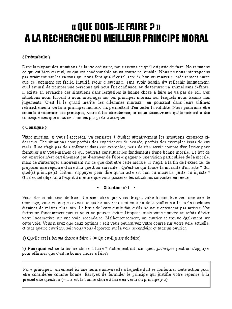 Dilemmes Moraux et Principes Éthiques | PDF | Moralité