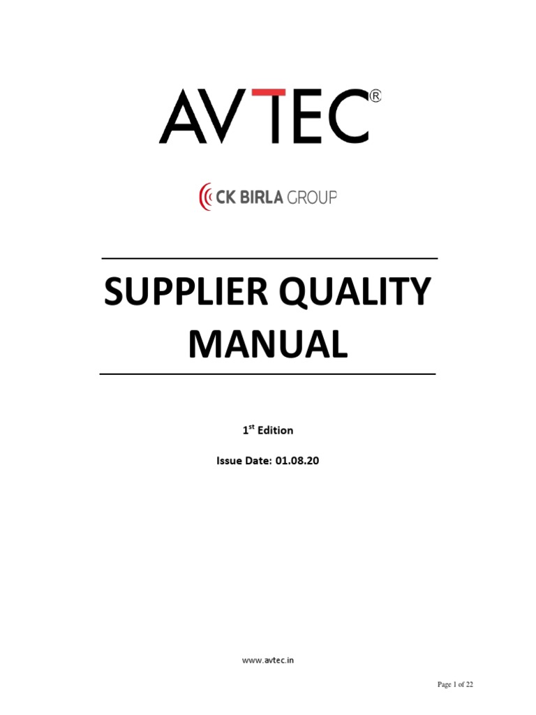 Ensuring Quality Through Partnership: A Supplier Quality Manual | PDF ...