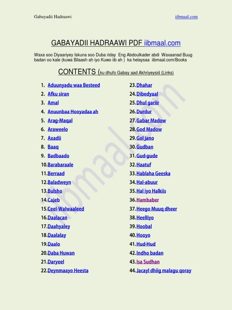 Gabayadii Hadraawi | PDF