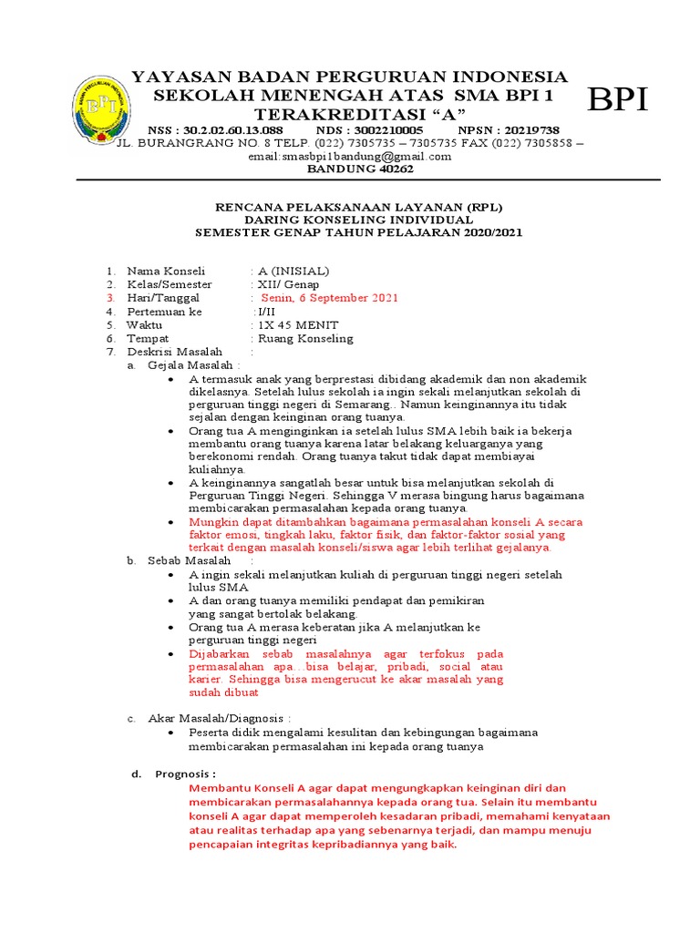 RPL Konseling Individual Gestalt Update Bu Tria | PDF
