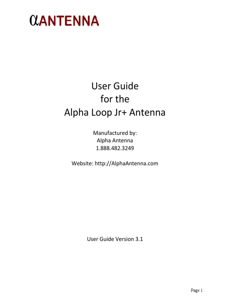 Alpha Loop JR+ Antenna User Guide v3.1 | PDF | Antenna (Radio) | Capacitor