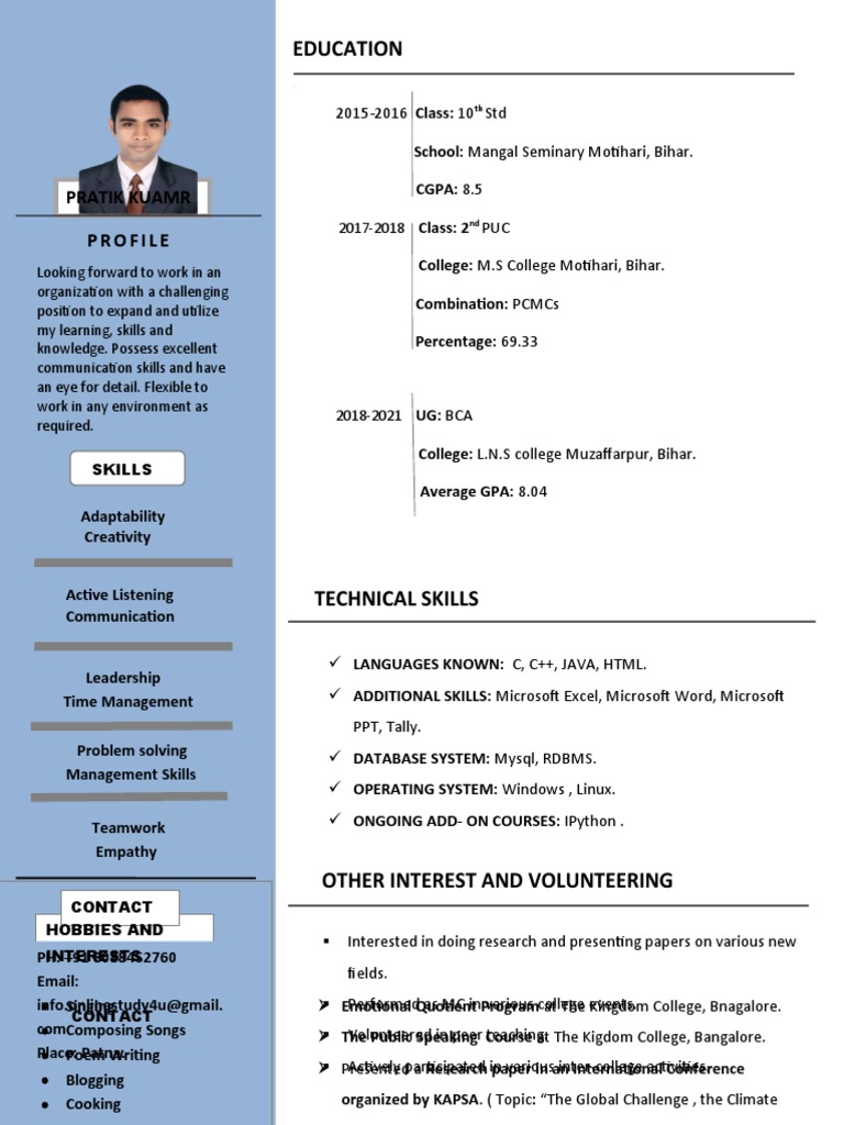 Sample Resume Infosys Cade6fb5 72c6 4129 A18a 155be8f25342 | PDF | Cognition | Communication