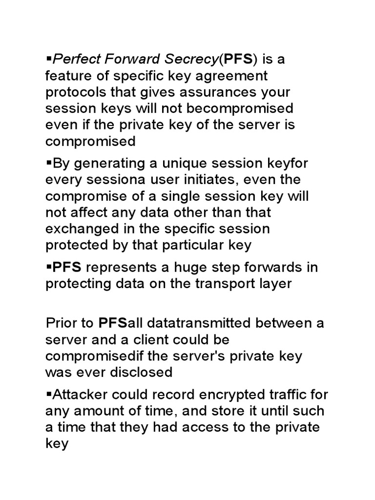 Perfect Forward Secrecy | PDF | Key (Cryptography) | Public Key ...