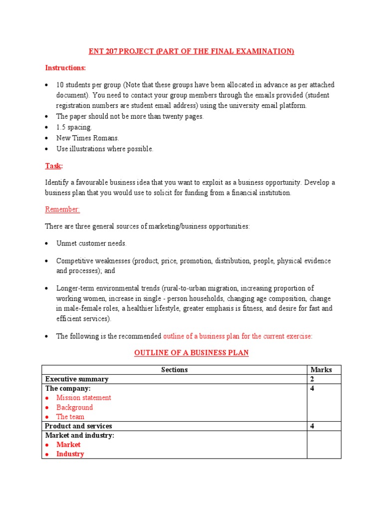 Ent 207 Business Plan Project Development | PDF | Marketing ...