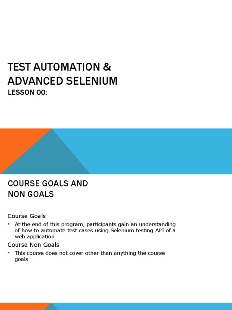Test Automation And Advanced Selenium Classbook Lesson00 Pdf Selenium Software Computer