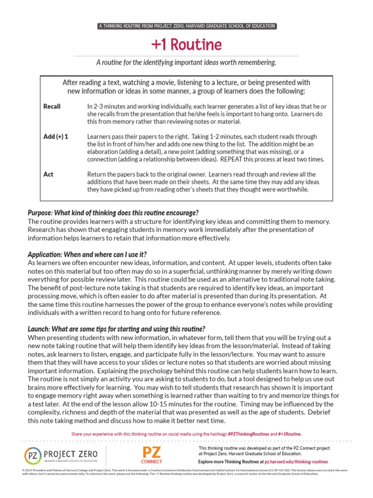 +1 THINKING ROUTINE Routine | PDF | Learning | Memory