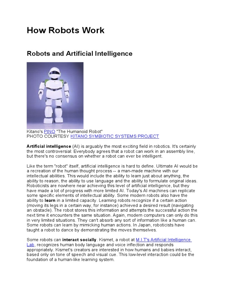 How Robots Work: Robots and Artificial Intelligence | PDF | Artificial ...
