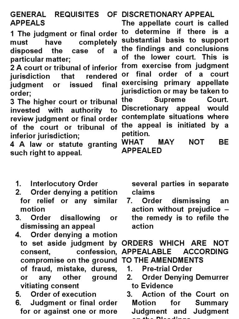 Appeals: General Requisites & Rules | PDF | Appeal | Judgment (Law)