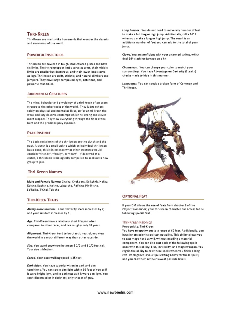(D&D) 5e Thri-Kreen (EN) | PDF | D20 System | Dungeons & Dragons