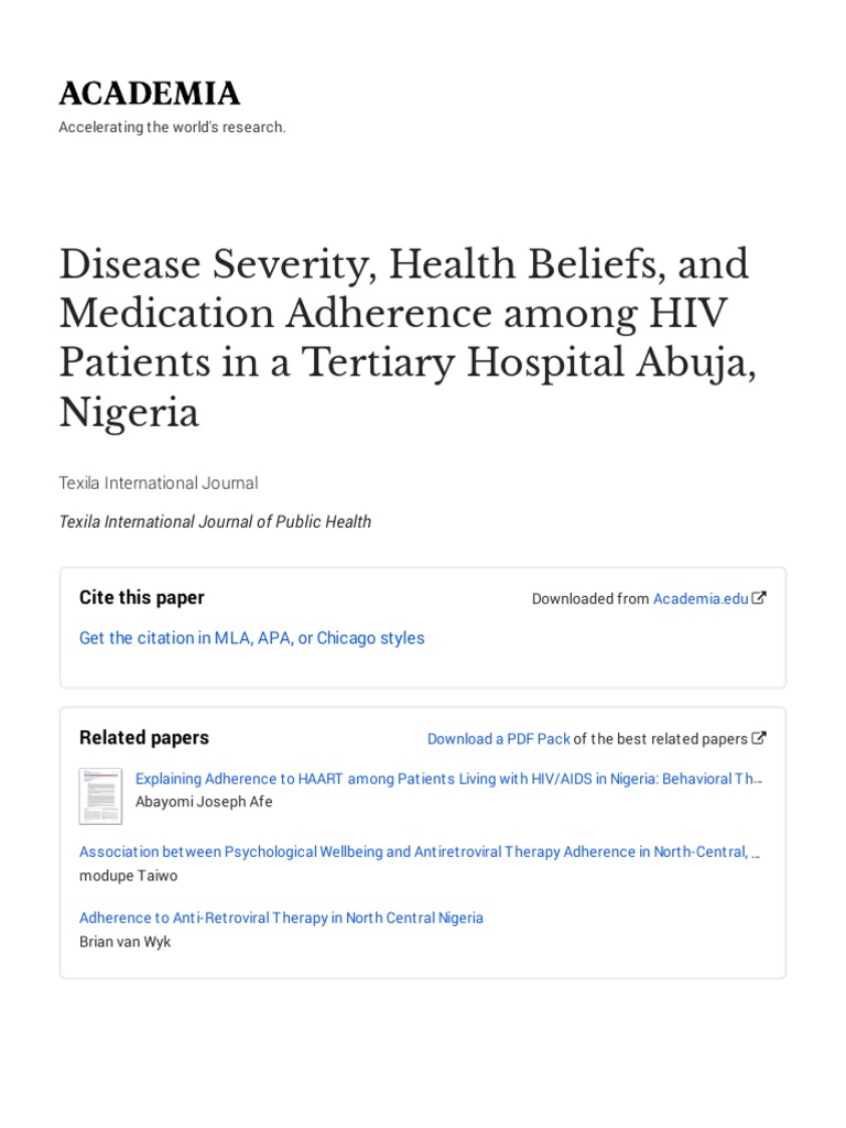 HIV Medication Adherence in Abuja Study | PDF | Management Of Hiv/Aids ...
