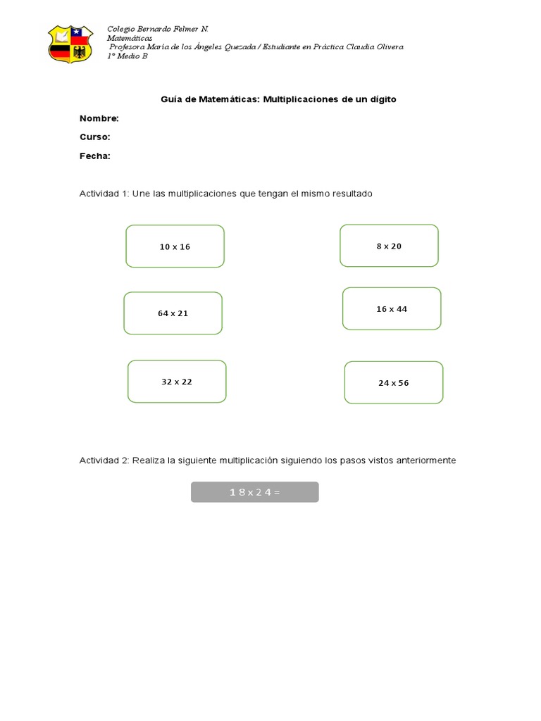 Guía de Multiplicación Dos Dígitos | PDF