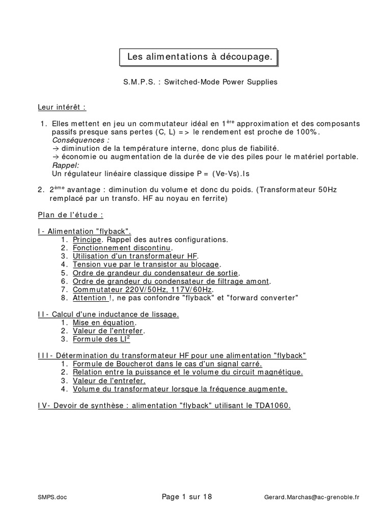 Alimentation à découpage : Guide technique | PDF | Transformateur ...